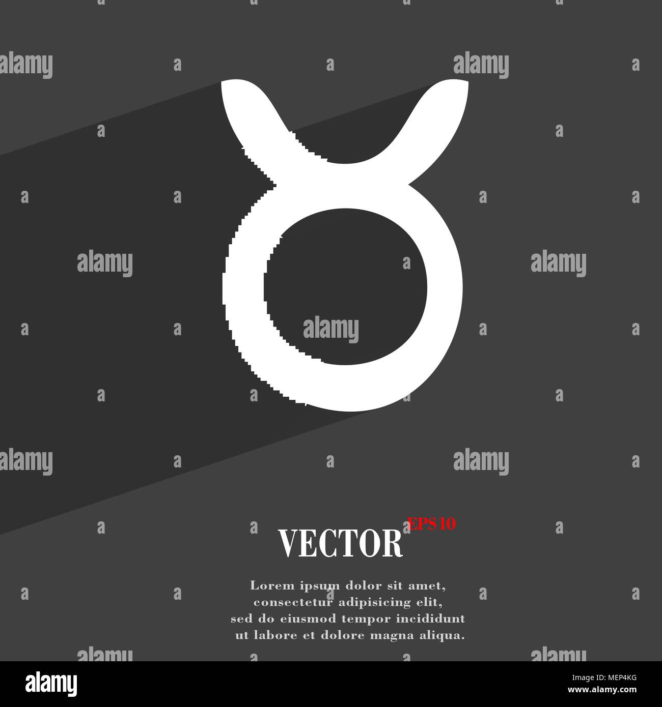 Taurus symbol Flat modern web design with long shadow and space for ...