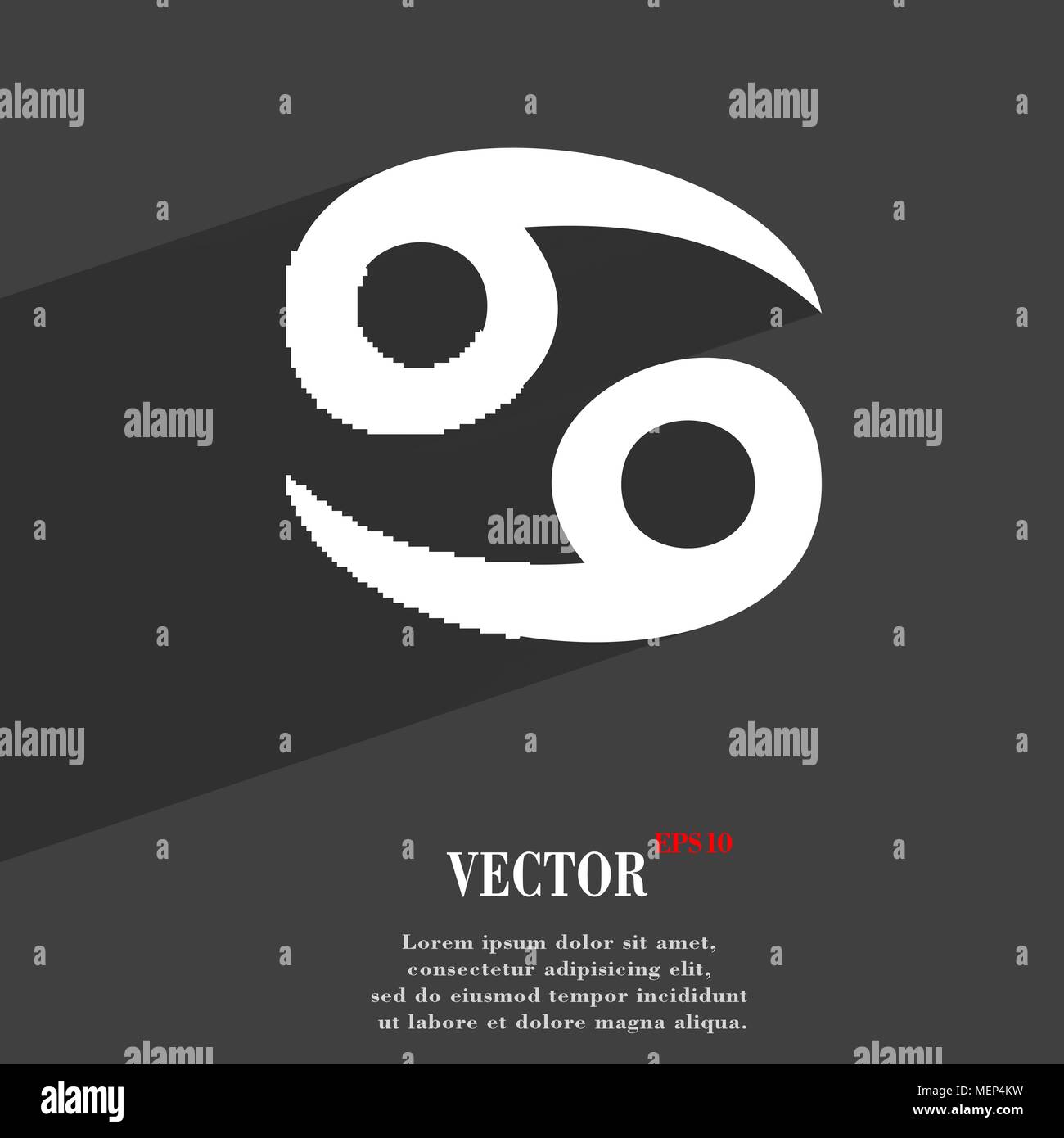 zodiac Cancer symbol Flat modern web design with long shadow and space ...