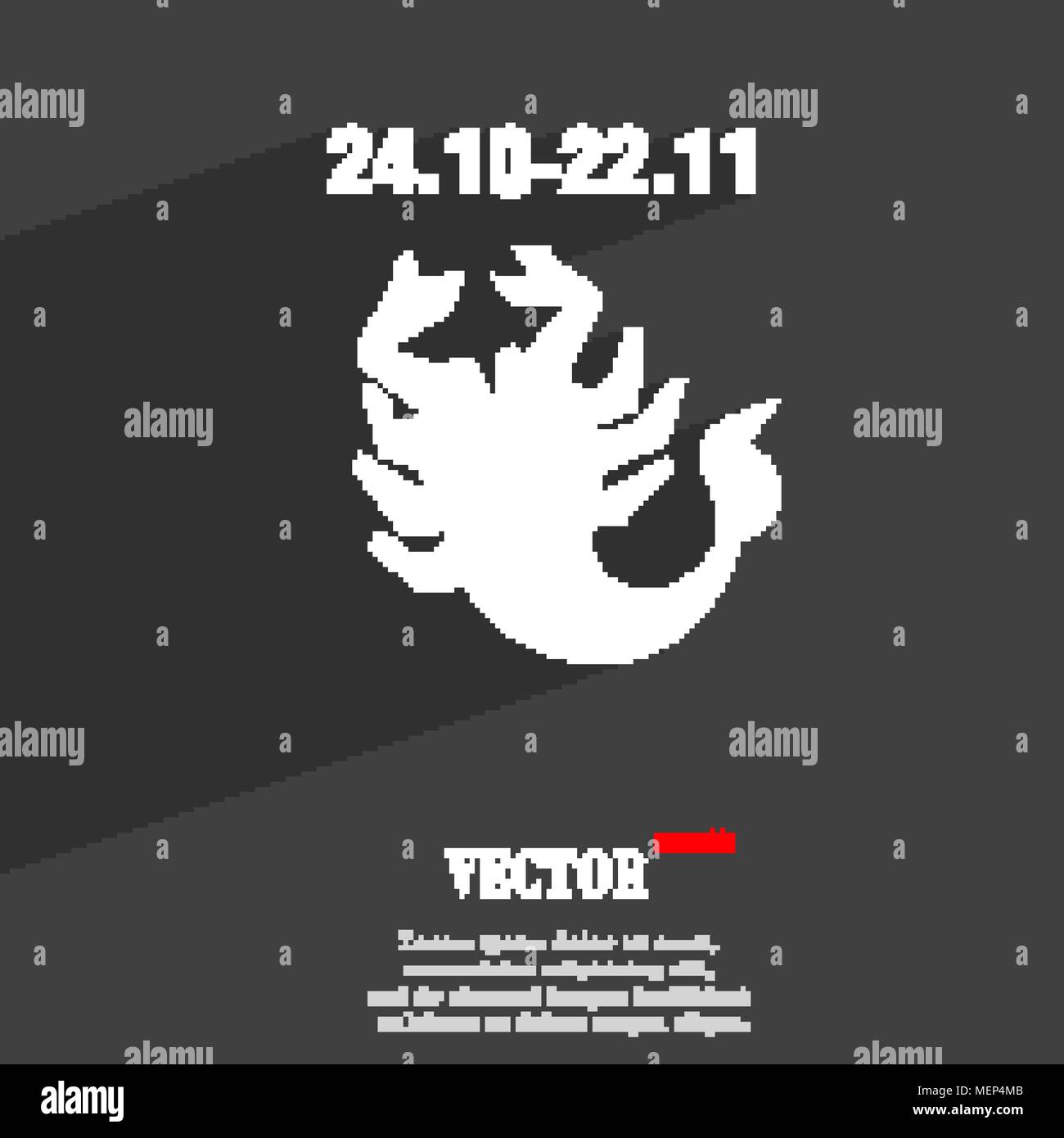 Scorpio symbol Flat modern web design with long shadow and space for ...