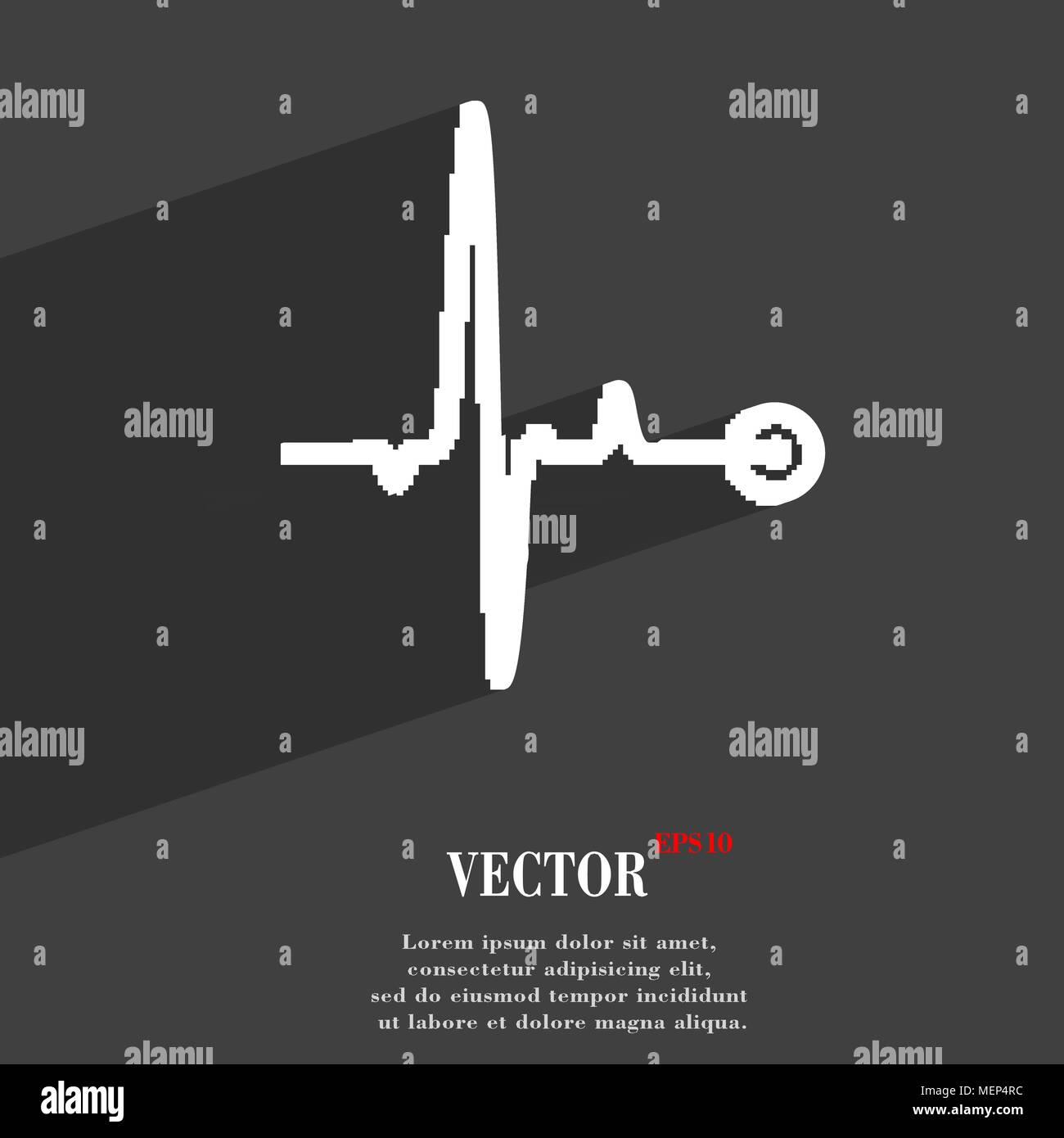 Heartbeat symbol Flat modern web design with long shadow and space for ...