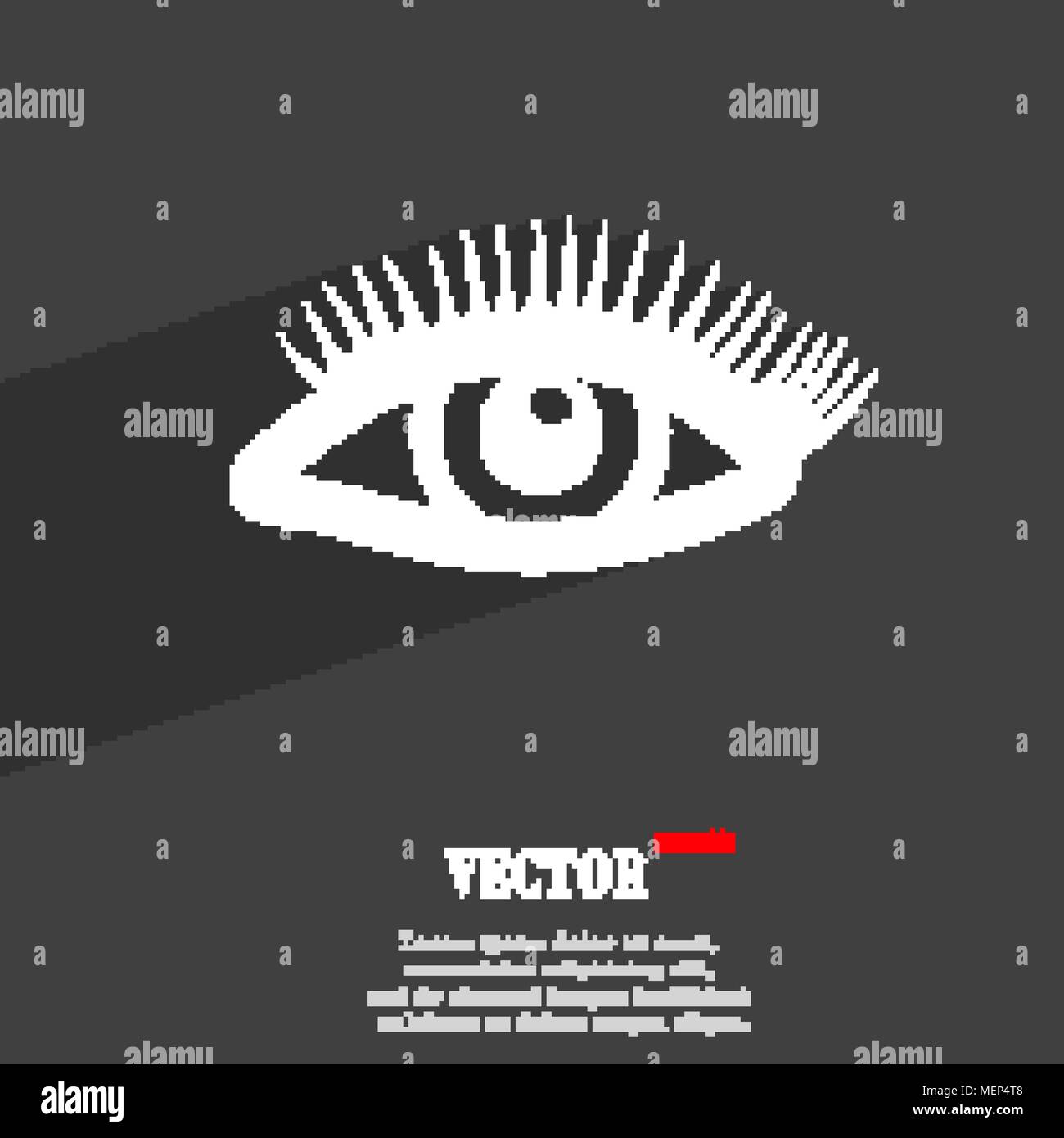 eyelashes symbol Flat modern web design with long shadow and space for ...