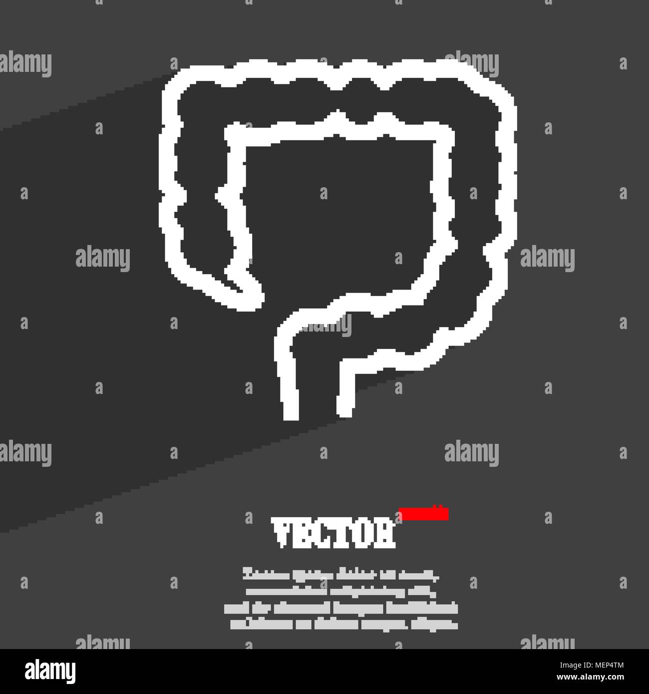 large intestine symbol Flat modern web design with long shadow and ...