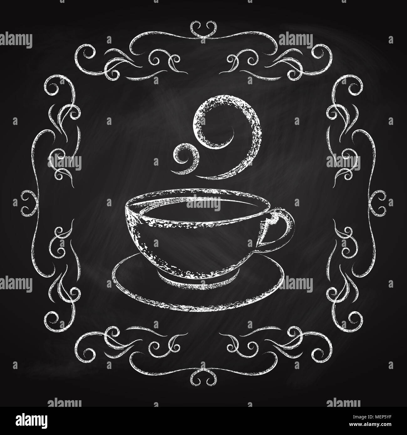 Coffee icon set, drawn in chalk on a blackboard Stock Photo - Alamy