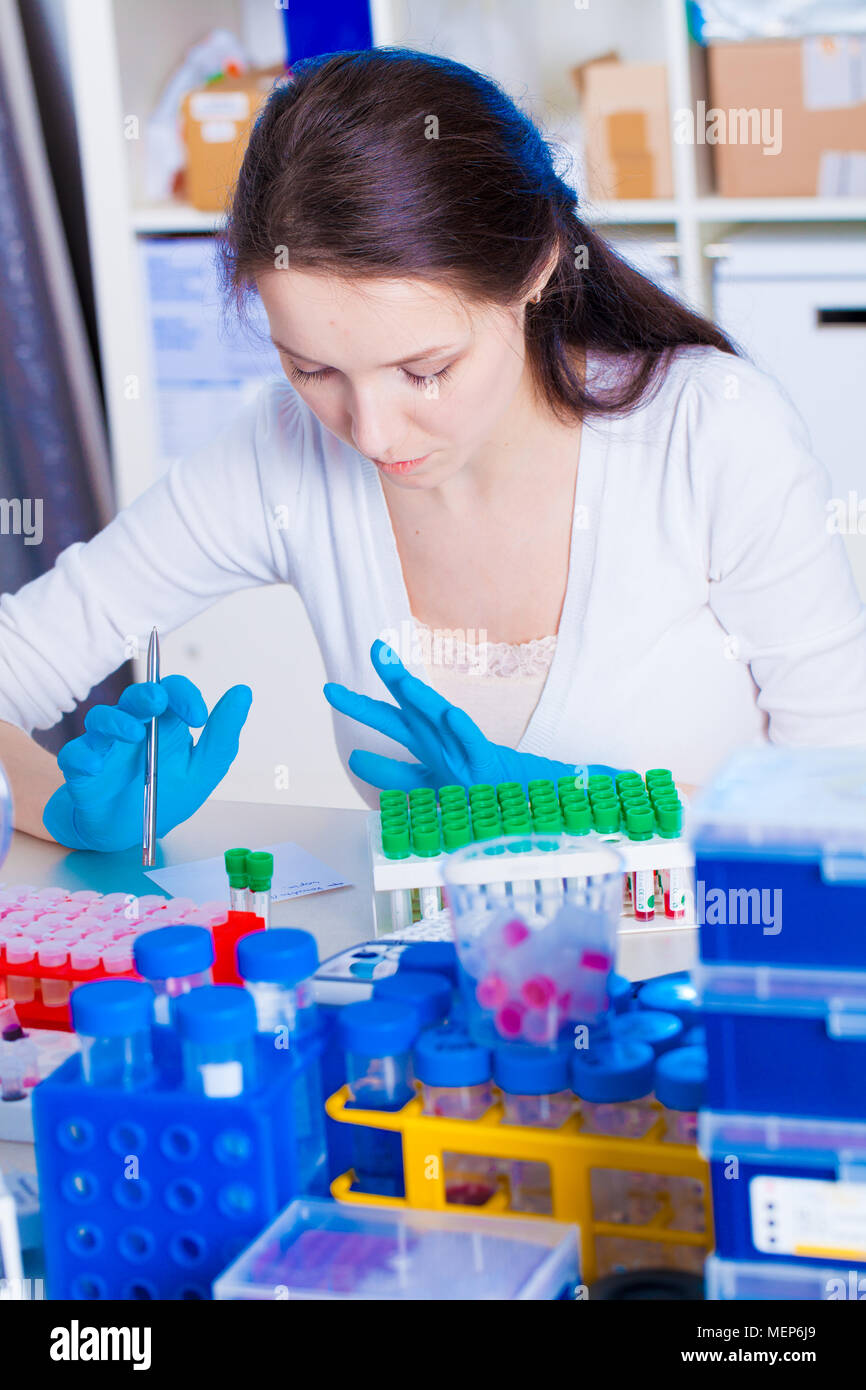 A girl technician in a medical laboratory Stock Photo - Alamy