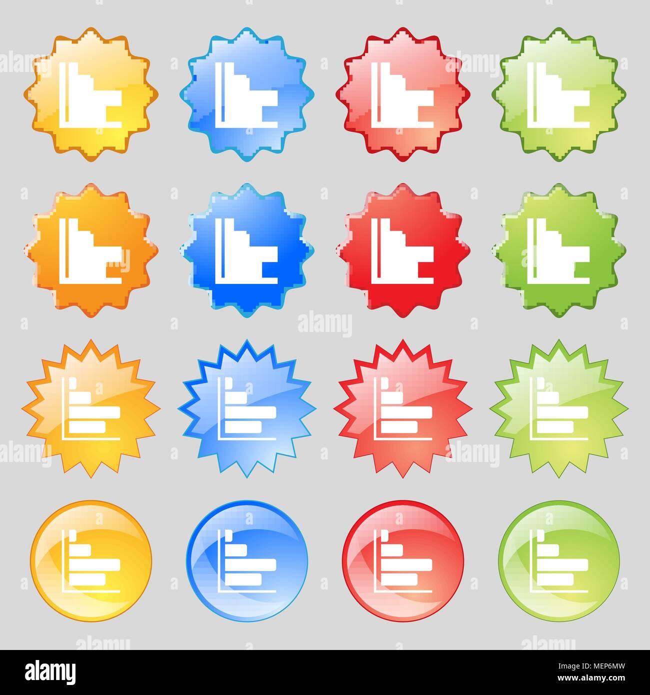 Infographic icon sign. Big set of 16 colorful modern buttons for your ...