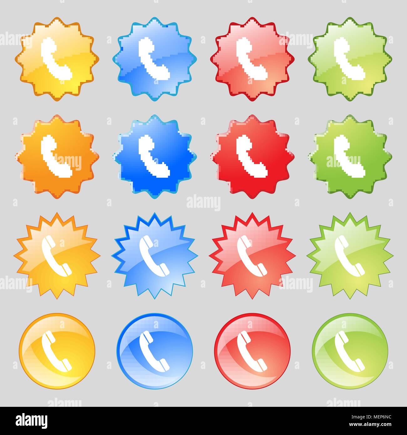 Call icon sign. Big set of 16 colorful modern buttons for your design ...