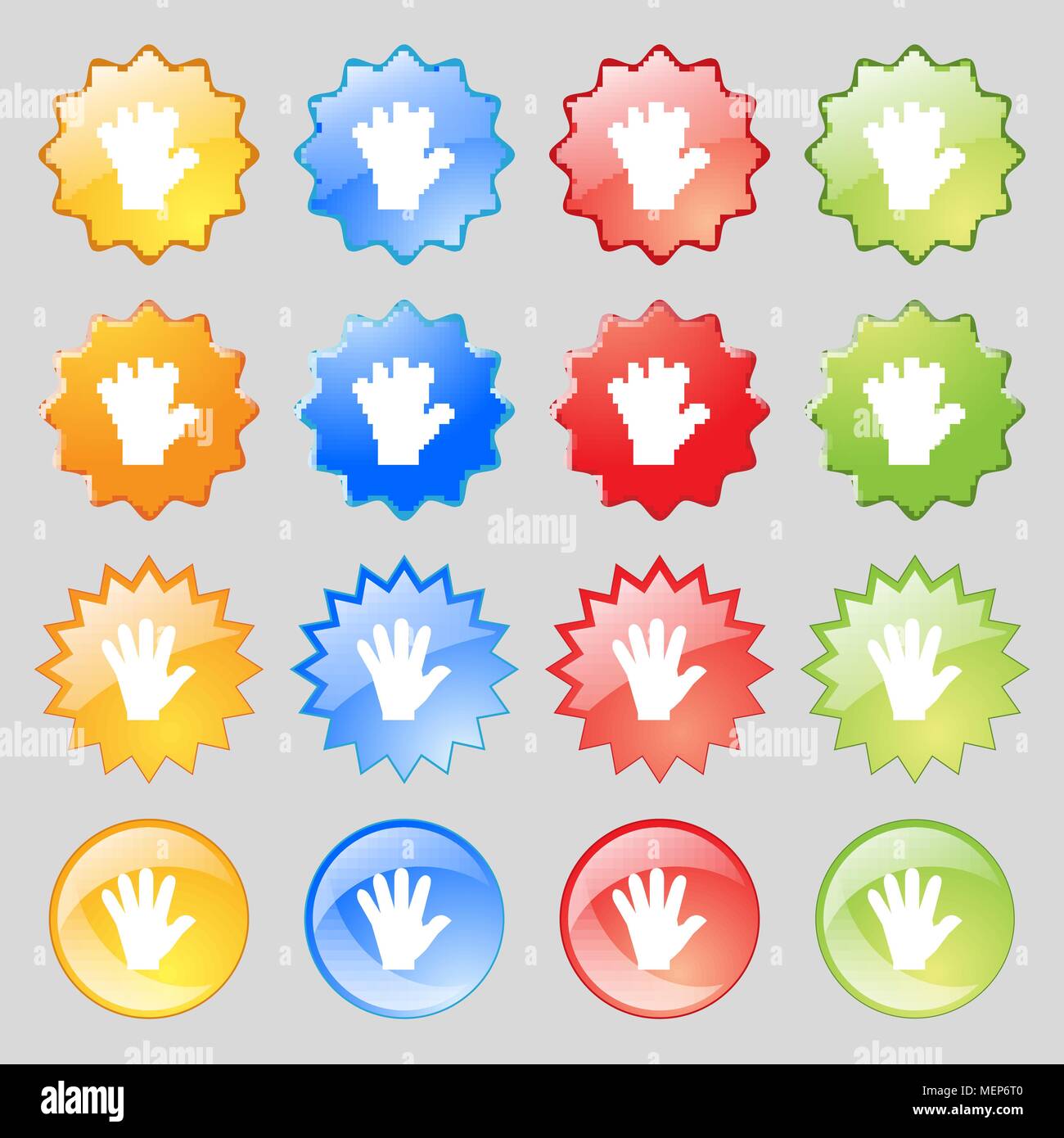 hand icon sign. Big set of 16 colorful modern buttons for your design ...
