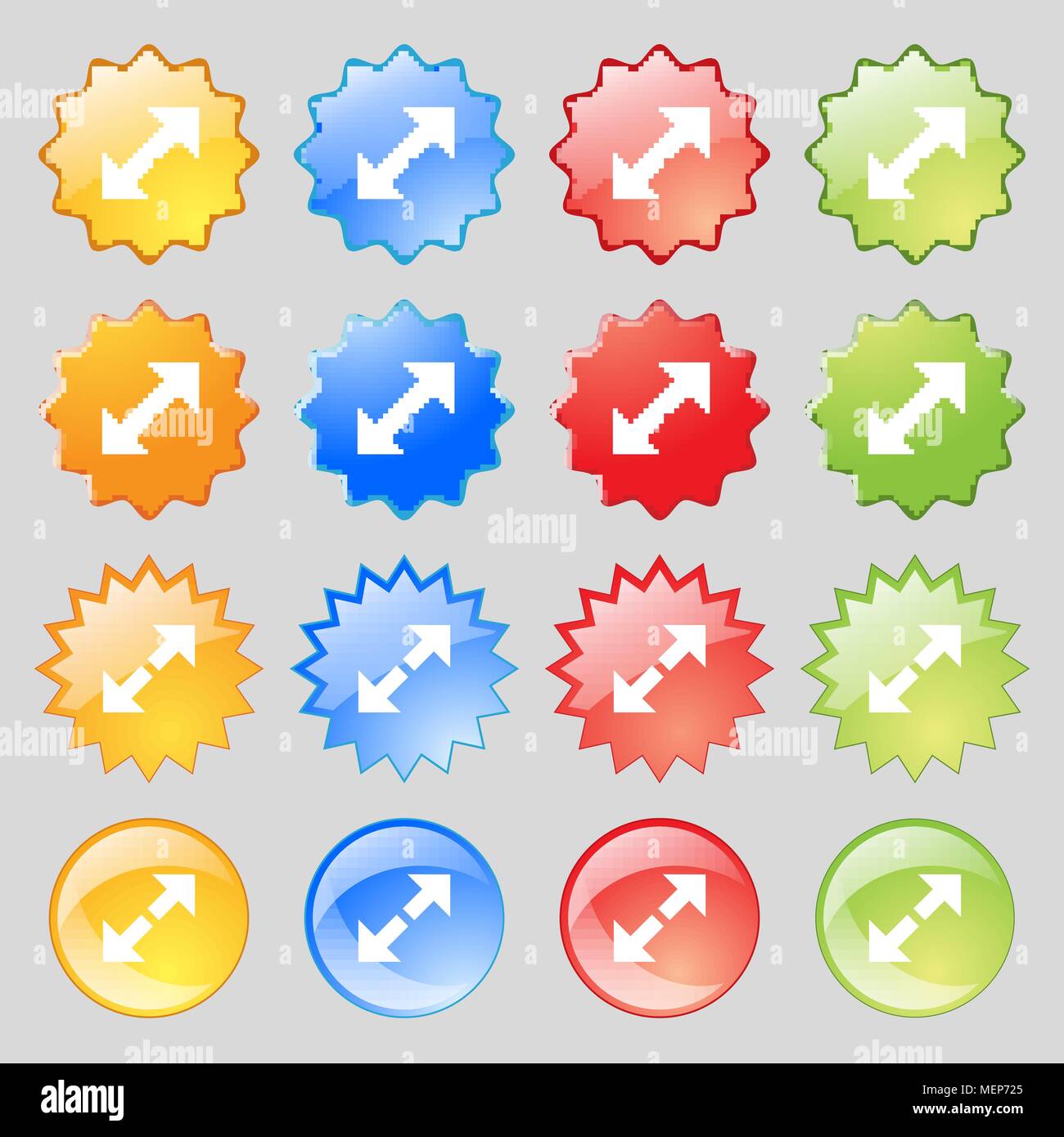 Full screen icon sign. Big set of 16 colorful modern buttons for your ...