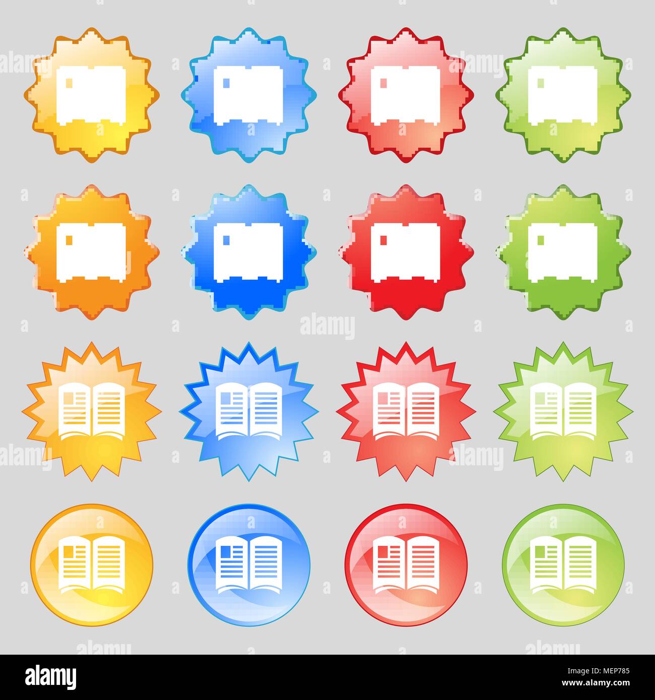 Newspaper icon sign. Big set of 16 colorful modern buttons for your ...
