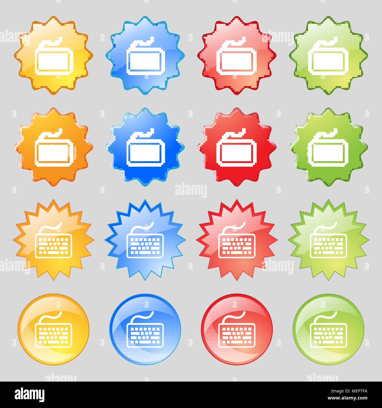 Keyboard icon sign. Big set of 16 colorful modern buttons for your ...