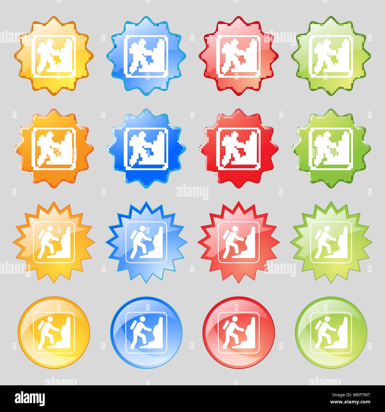rock climbing icon sign. Big set of 16 colorful modern buttons for your ...