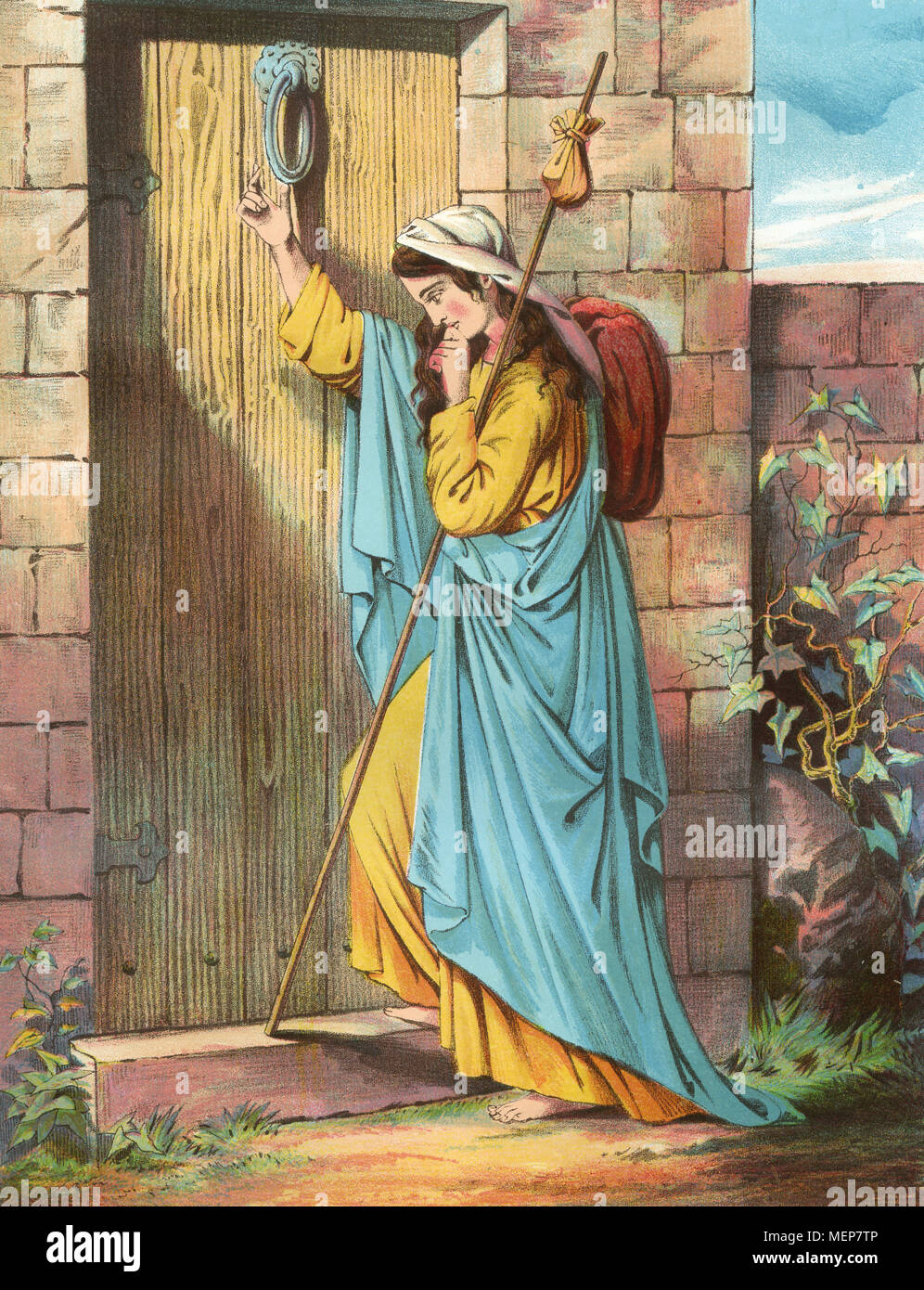 Coloured lithograph of Mercy at the gate. From an original image in The ...