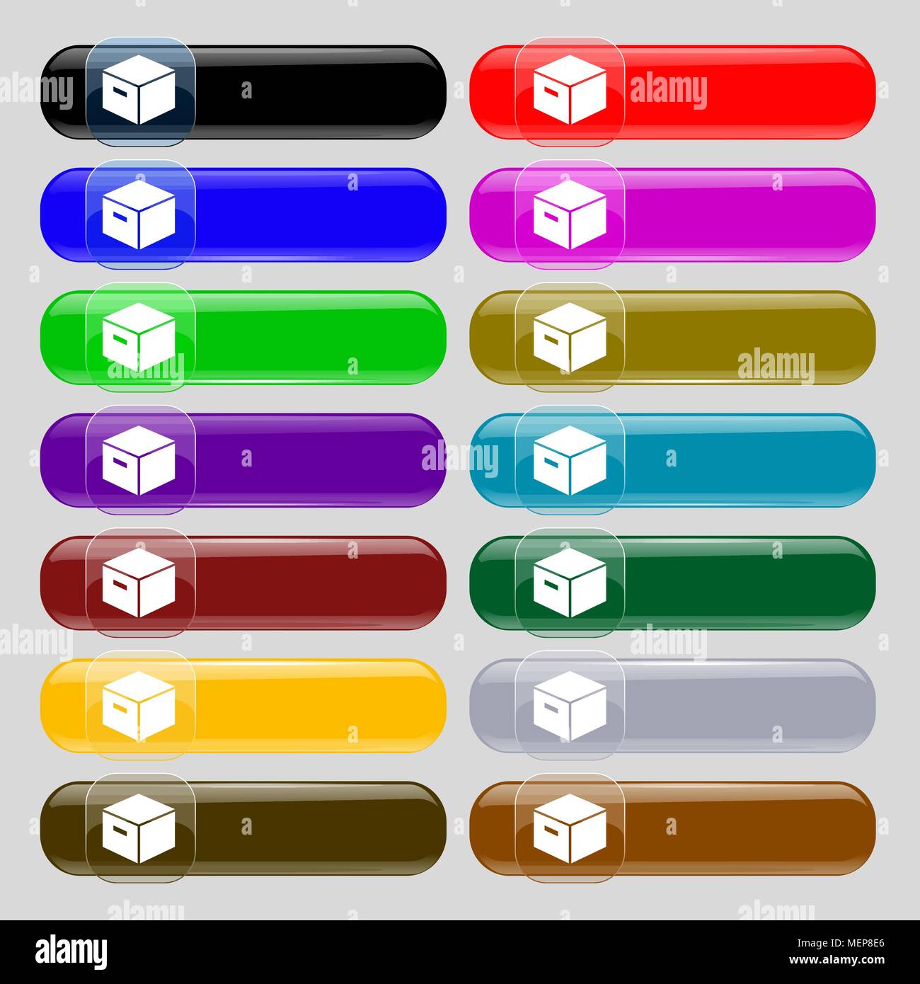 packaging cardboard box icon sign. Set from fourteen multi-colored ...