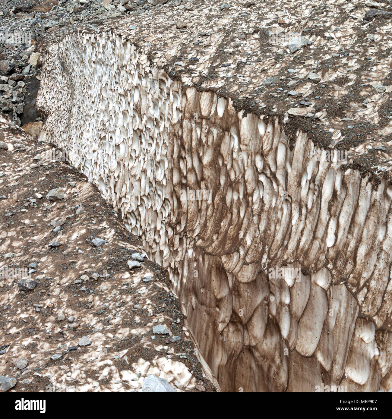 Crevasse in glacier at high mountains. Close-up view Stock Photo - Alamy