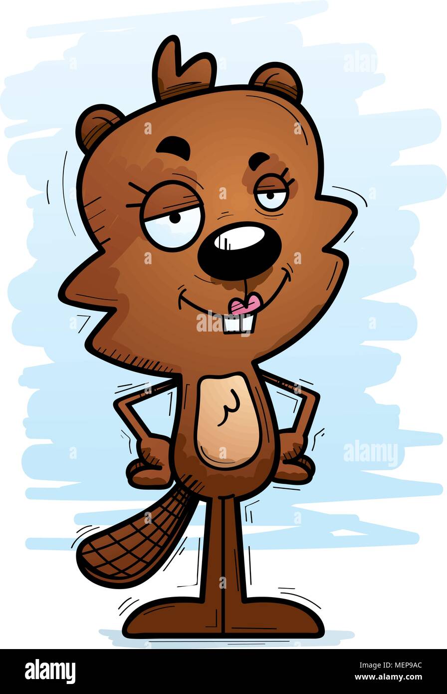 A cartoon illustration of a female beaver looking confident Stock ...