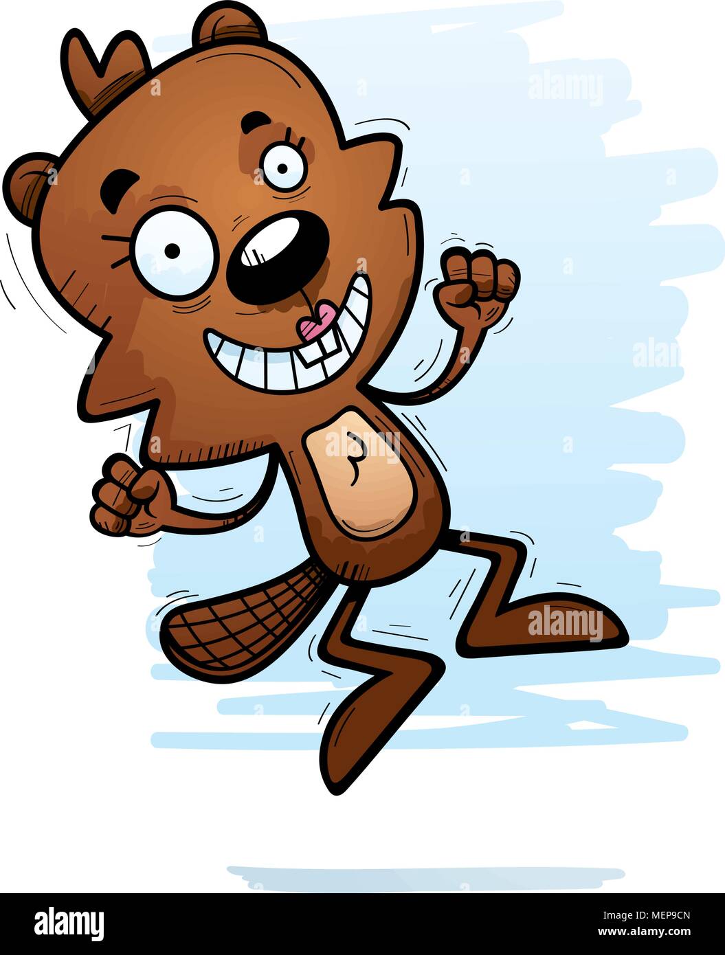 A cartoon illustration of a female beaver jumping Stock Vector Image ...