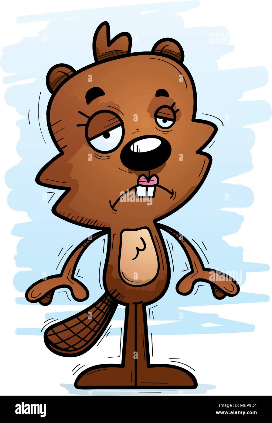 A cartoon illustration of a female beaver looking sad Stock Vector ...