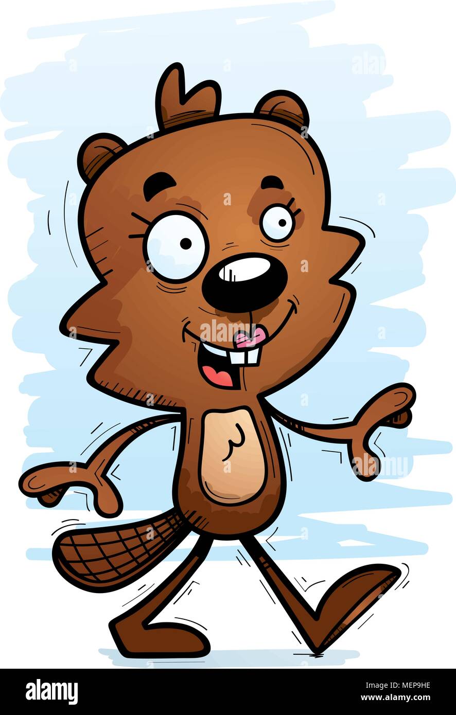 A cartoon illustration of a female beaver walking Stock Vector Image ...