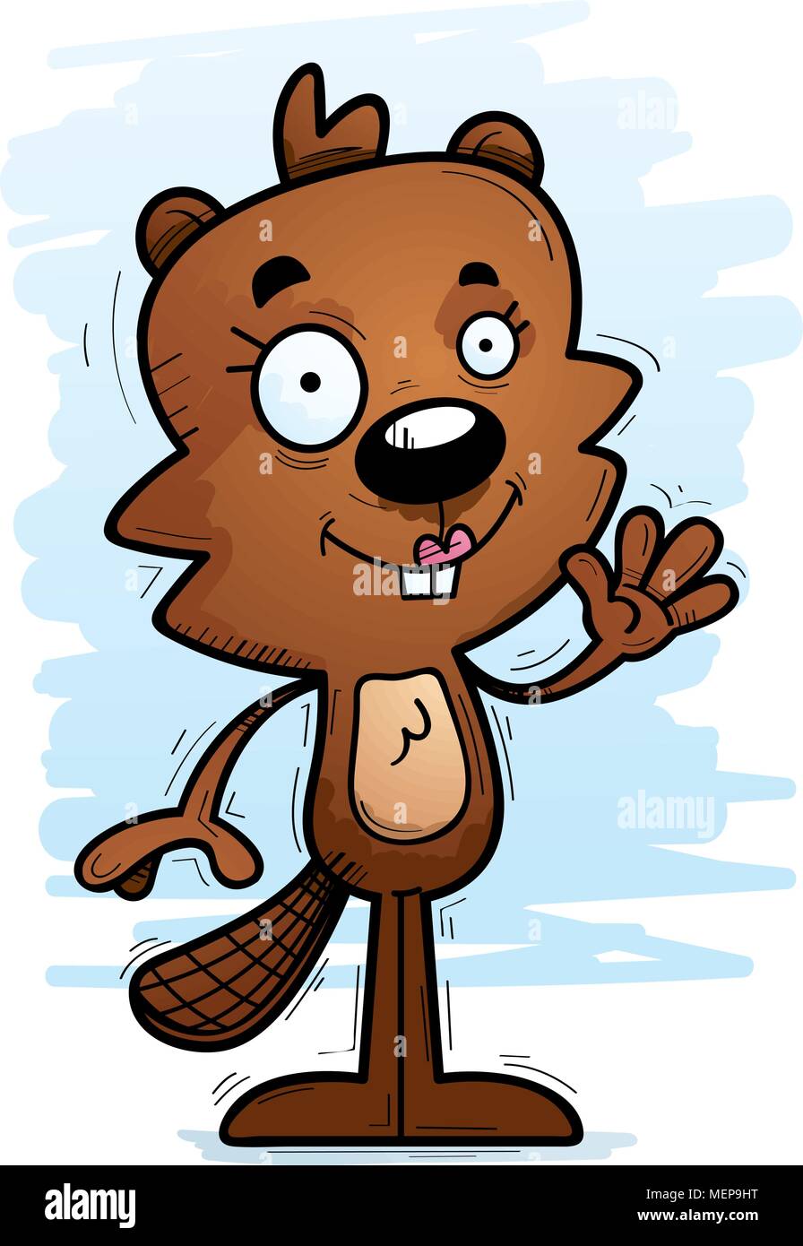 A cartoon illustration of a female beaver waving Stock Vector Image ...