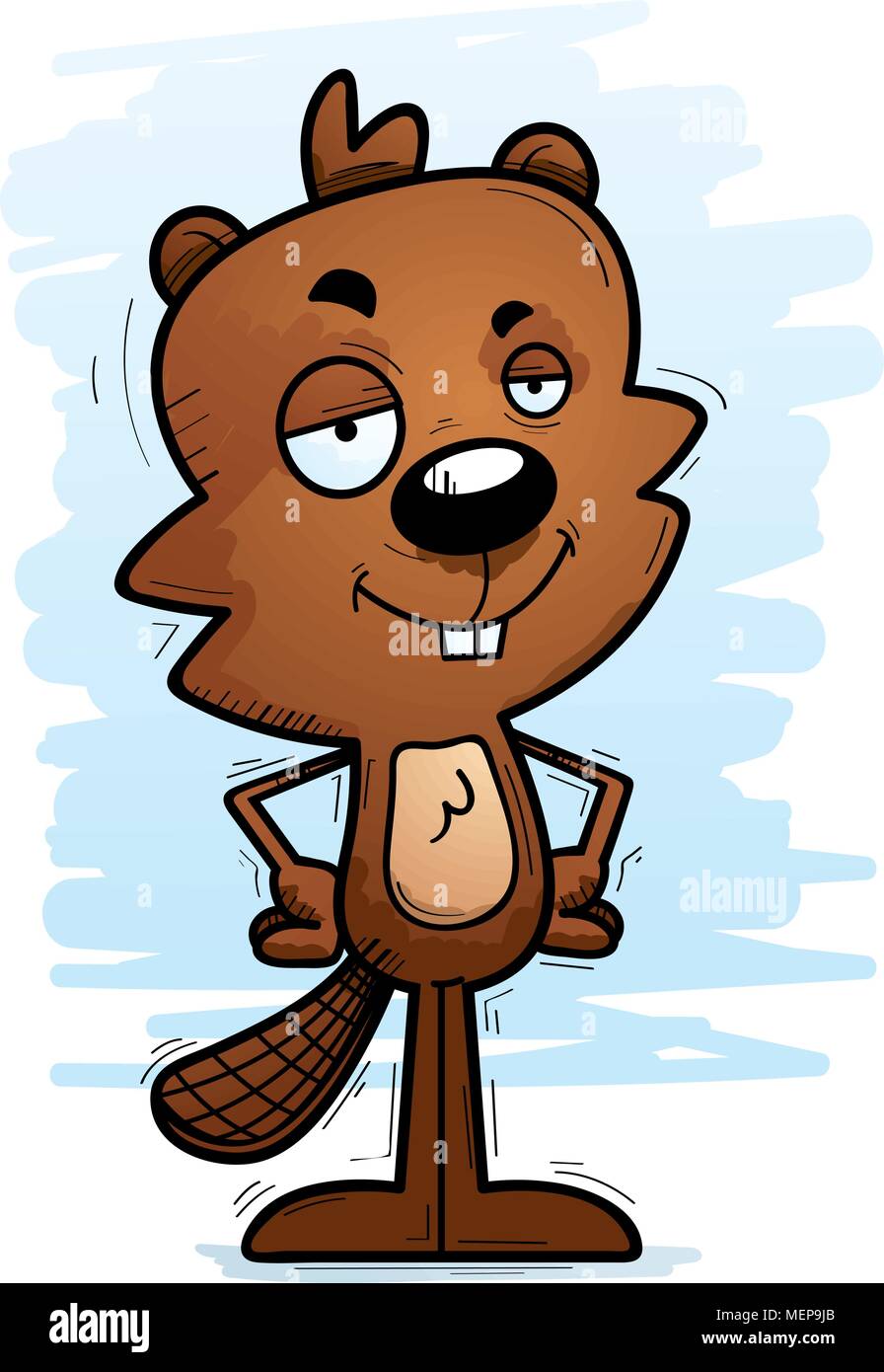 A cartoon illustration of a male beaver looking confident Stock Vector ...