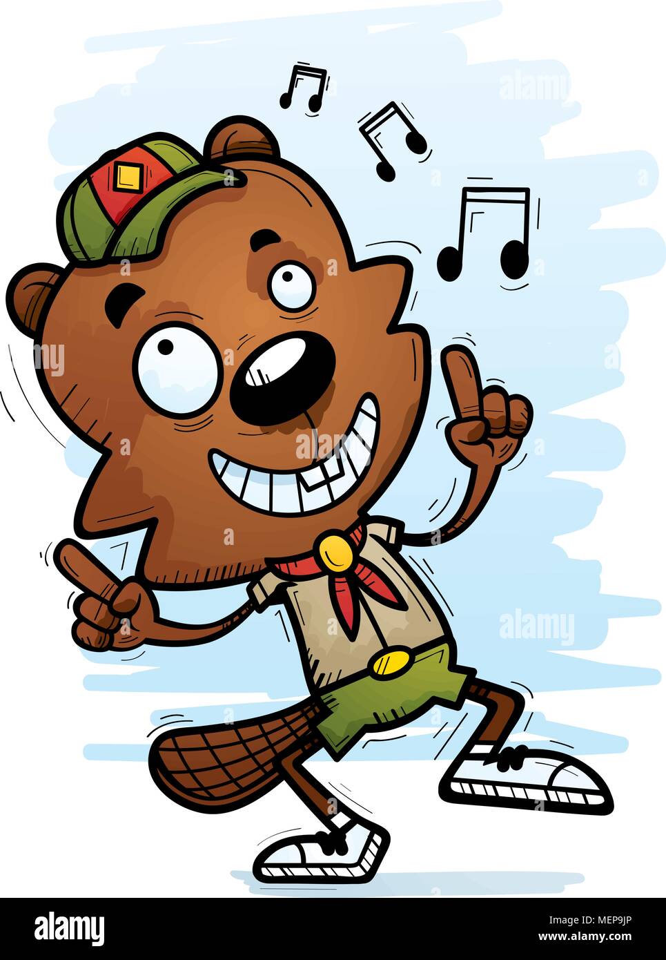 A cartoon illustration of a male beaver scout dancing Stock Vector ...