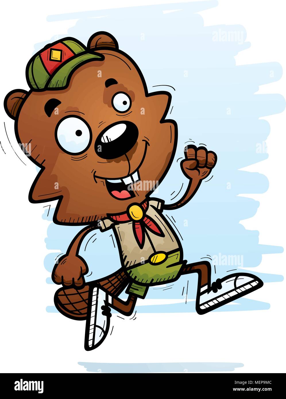 A cartoon illustration of a male beaver scout running Stock Vector ...