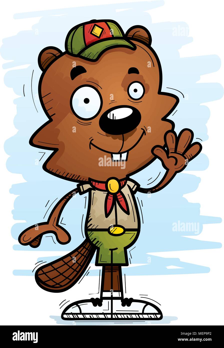 A cartoon illustration of a male beaver scout waving Stock Vector Image ...