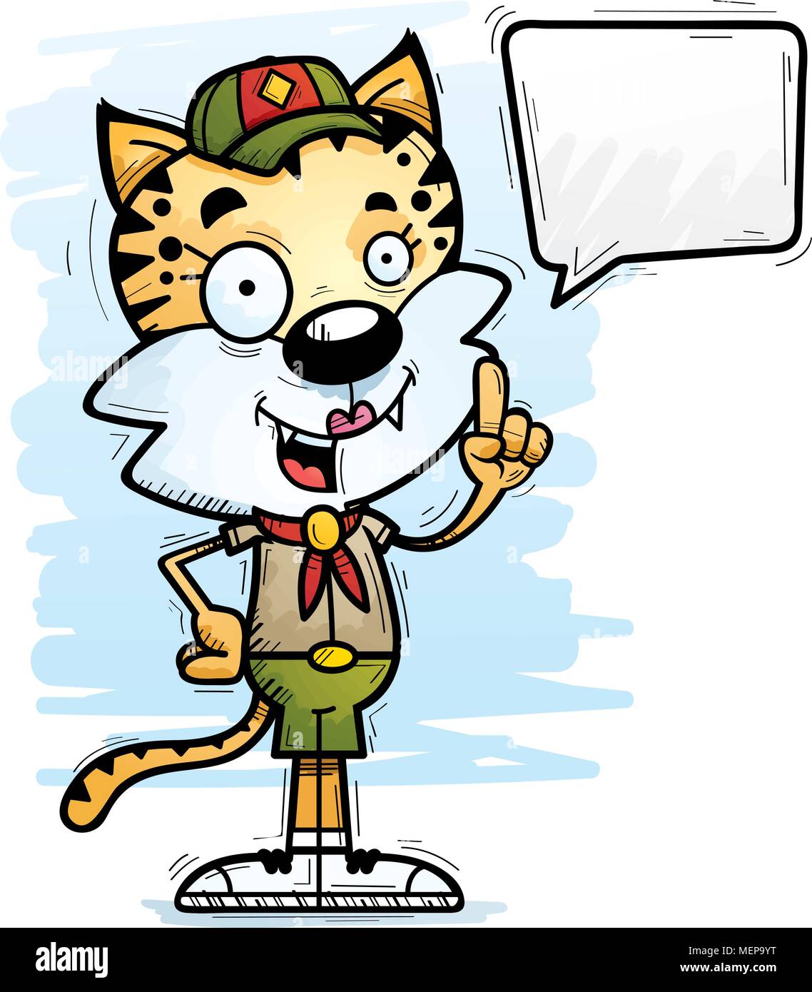 A cartoon illustration of a female bobcat scout talking Stock Vector ...