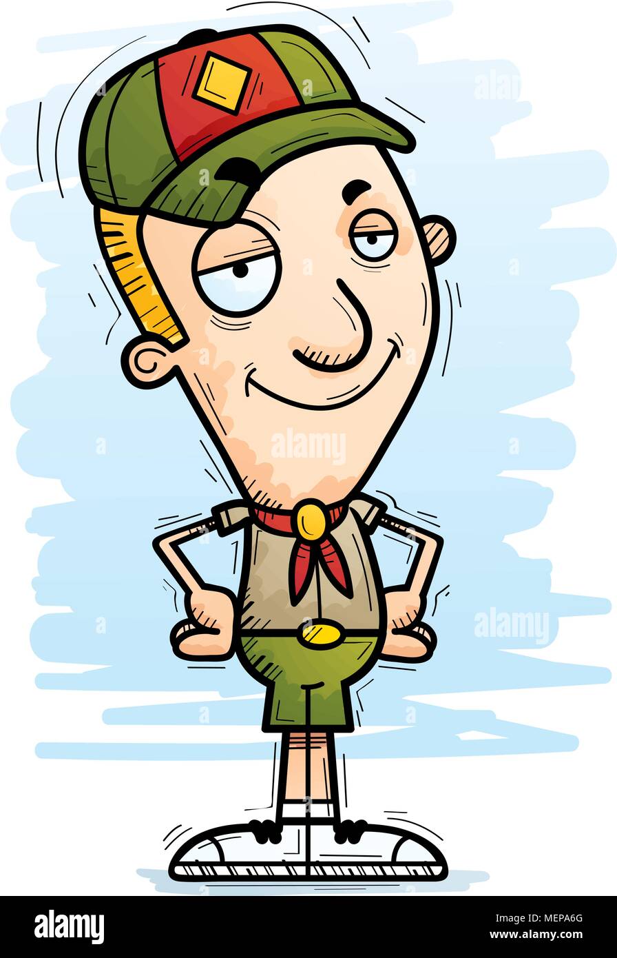 A cartoon illustration of a boy scout looking confident Stock Vector ...