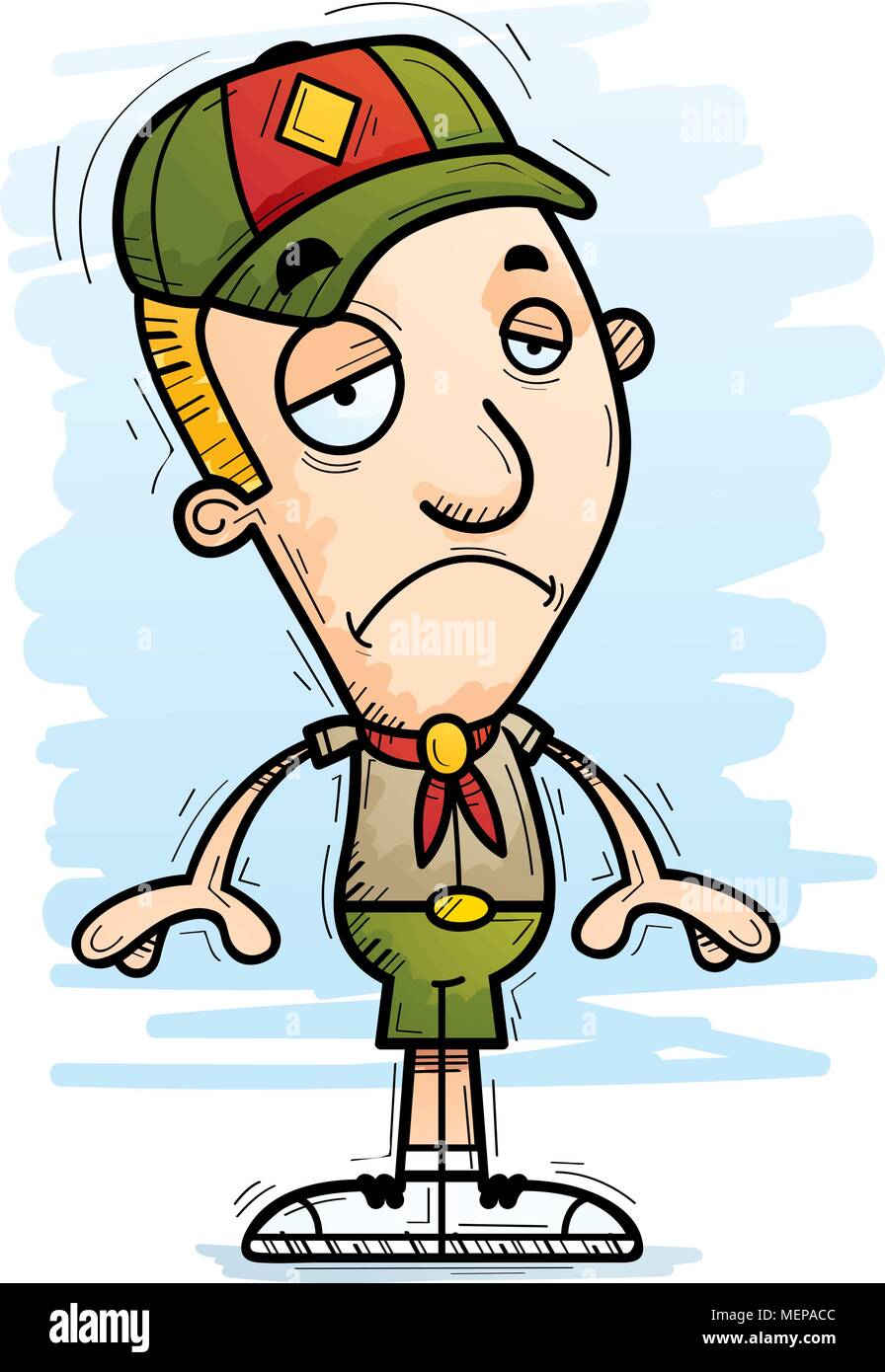 A cartoon illustration of a boy scout looking sad Stock Vector Image ...