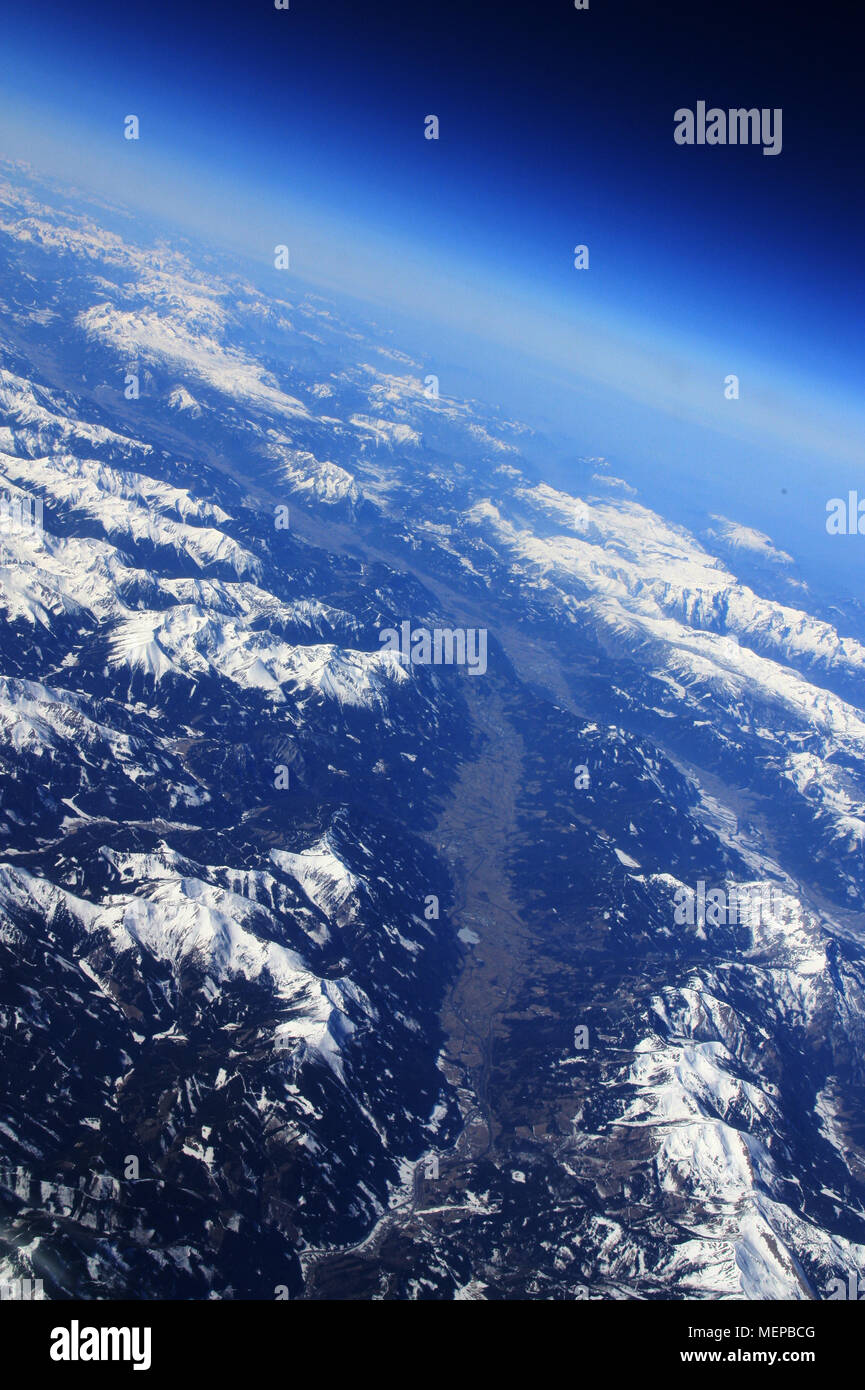 Aerial View of the Austrian Alps from the East towards the West ...