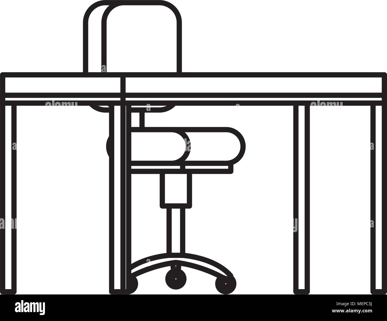 office chair with desk wooden Stock Vector Image & Art - Alamy