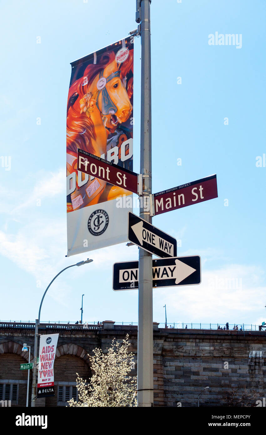 A poster for Jane's Carousel in Dumbo, Brooklyn Stock Photo - Alamy
