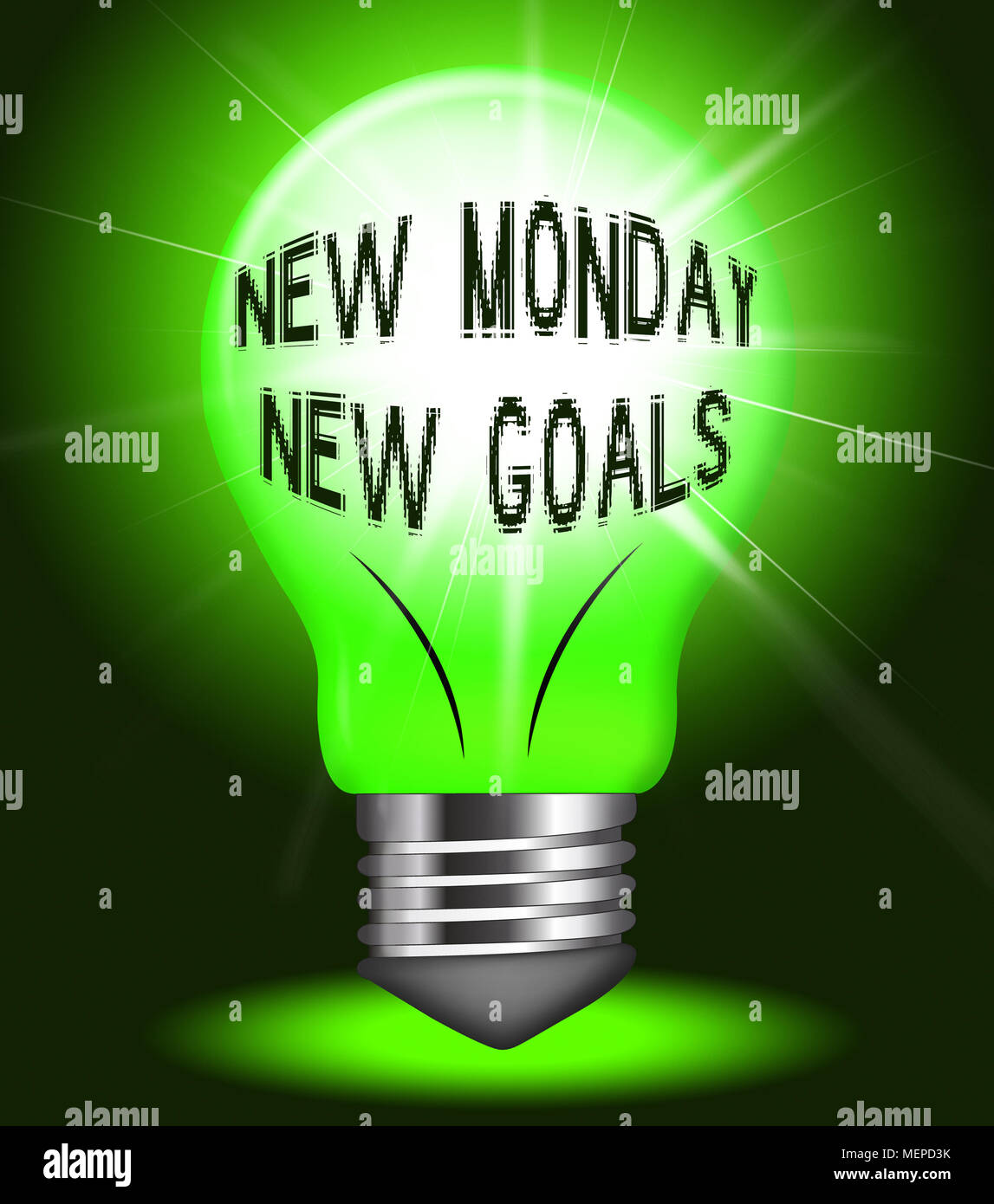 Monday Work Quotes - New Weekly Goals - 3d Illustration Stock Photo - Alamy