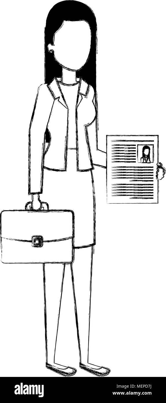 beautiful businesswoman with portfolio avatar character Stock Vector ...