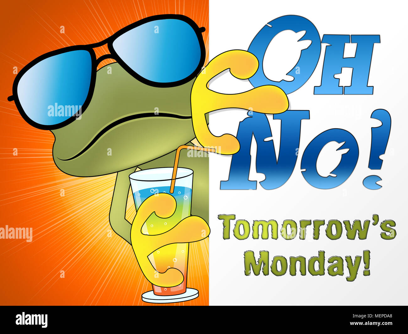 Tomorrow Is Monday Quotes - Sad Frog - 3d Illustration Stock Photo - Alamy