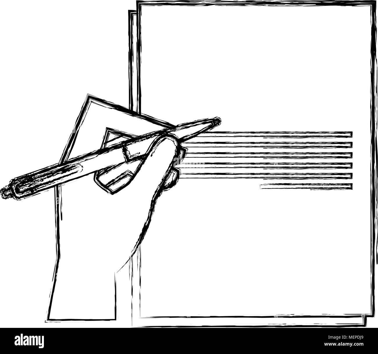 hand writing with pencil in paper Stock Vector Image & Art - Alamy