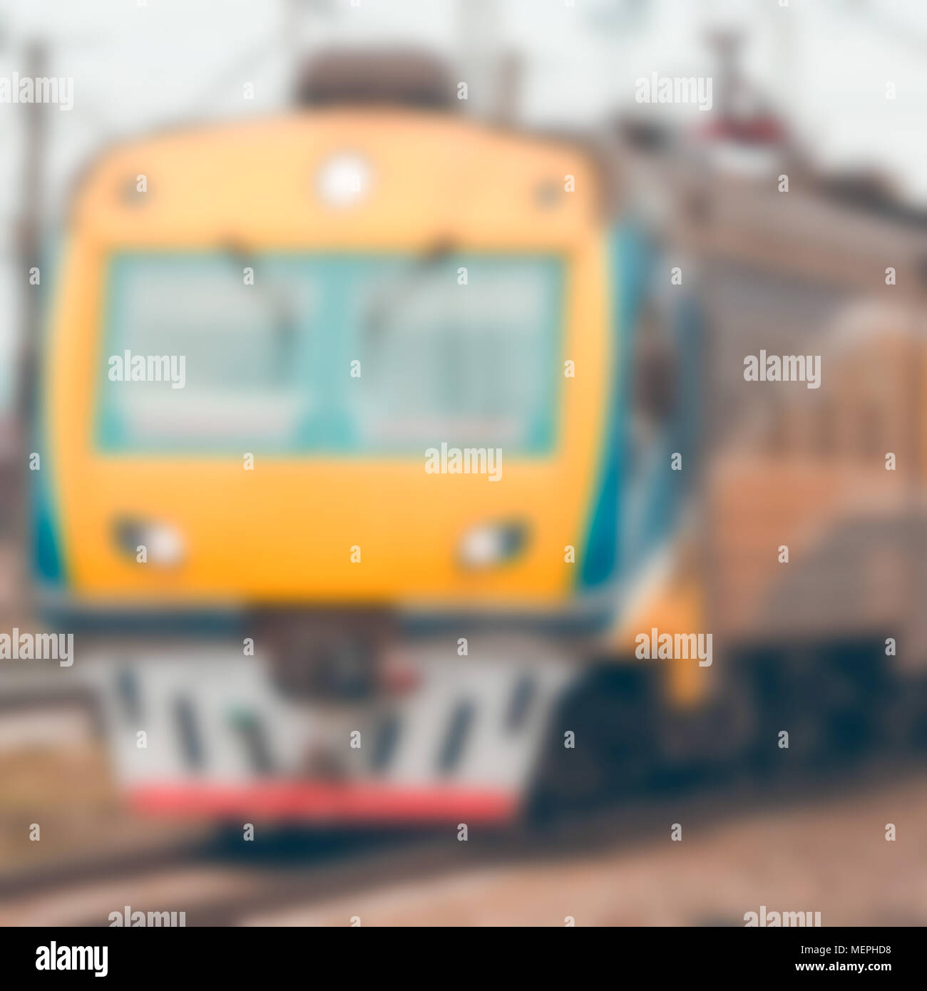 Passenger train - soft lens bokeh image. Defocused background Stock Photo - Alamy