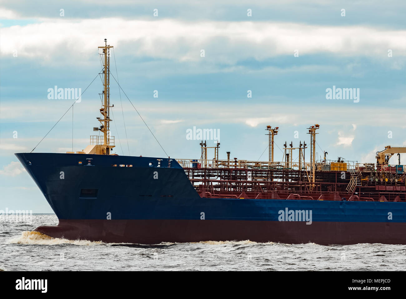 Blue tanker. Toxic substances and petroleum products transfer Stock ...