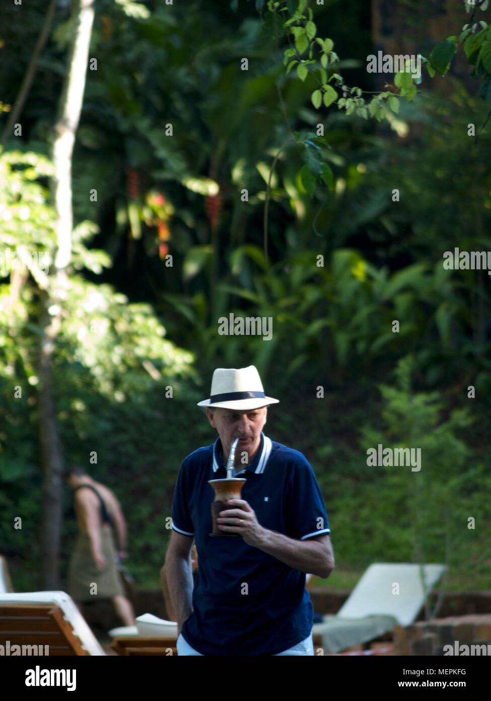 Argentine gentleman drinking tea called yerba mate Stock Photo - Alamy