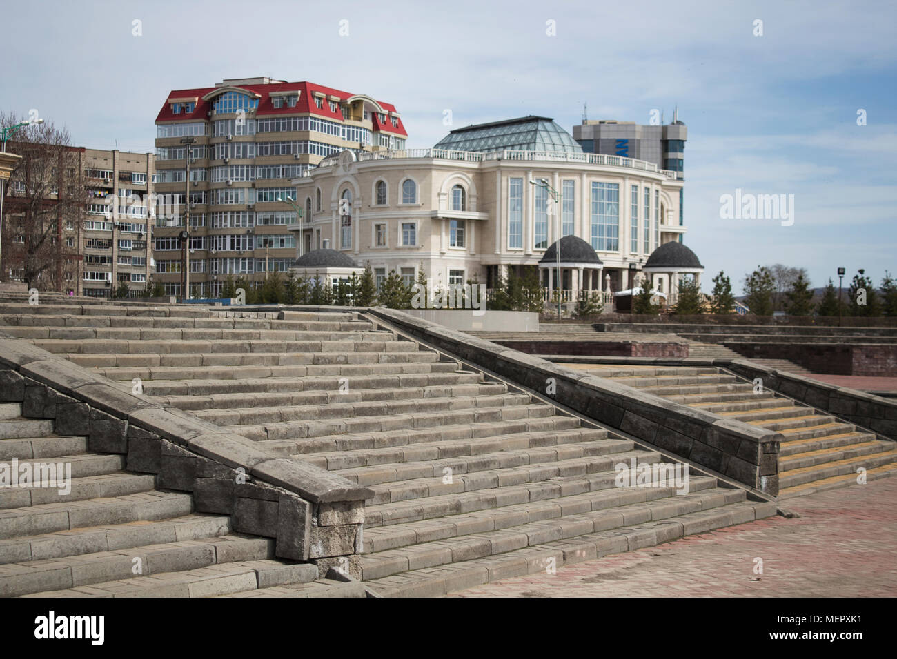 Urban architectural background. Spring urban landscape Stock Photo - Alamy