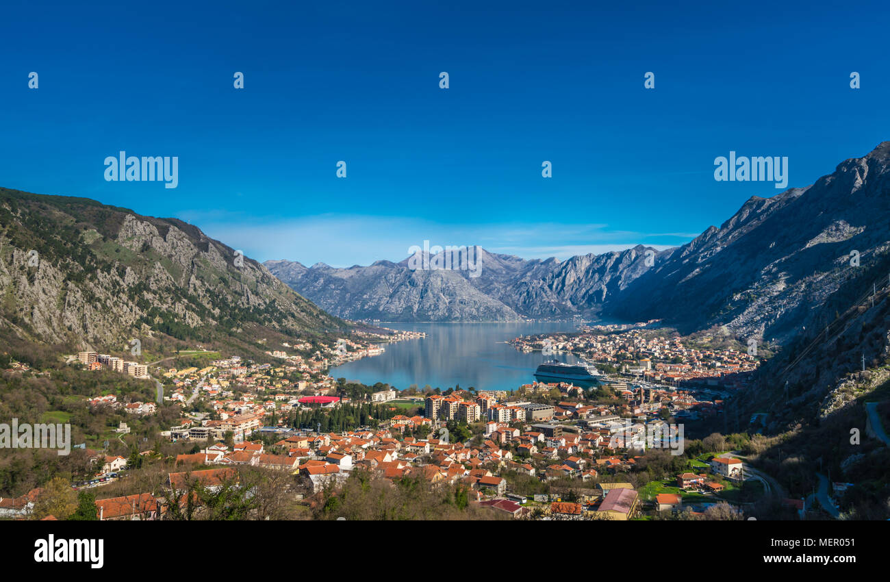 Stunning landscape of the Bay of Kotor in Montenegro as seen from the ...