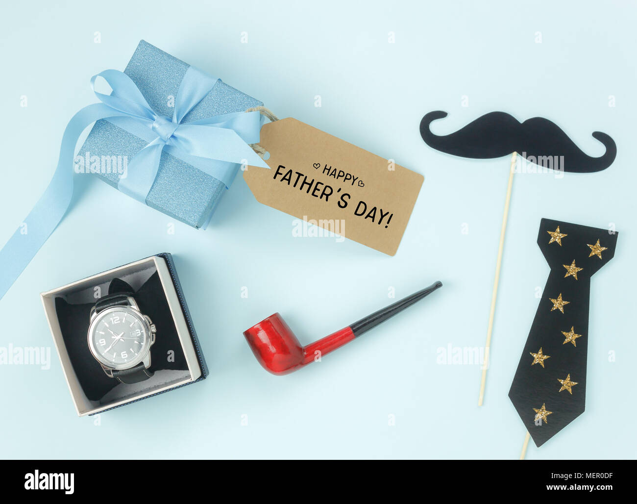 Table top view Happy Fathers day holiday background concept.Flat lay ...