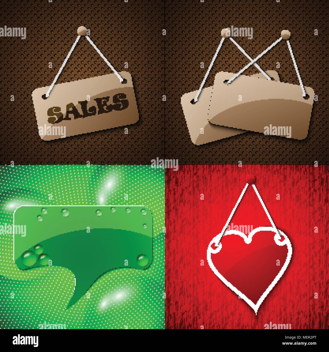 Set of Blank hanging sign for your text on an abstract background ...