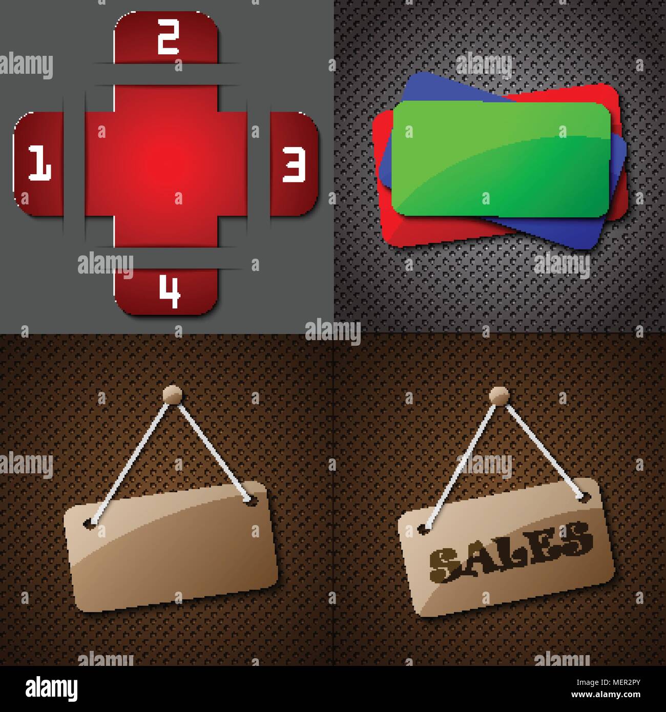 Set of Blank hanging sign for your text on an abstract background ...