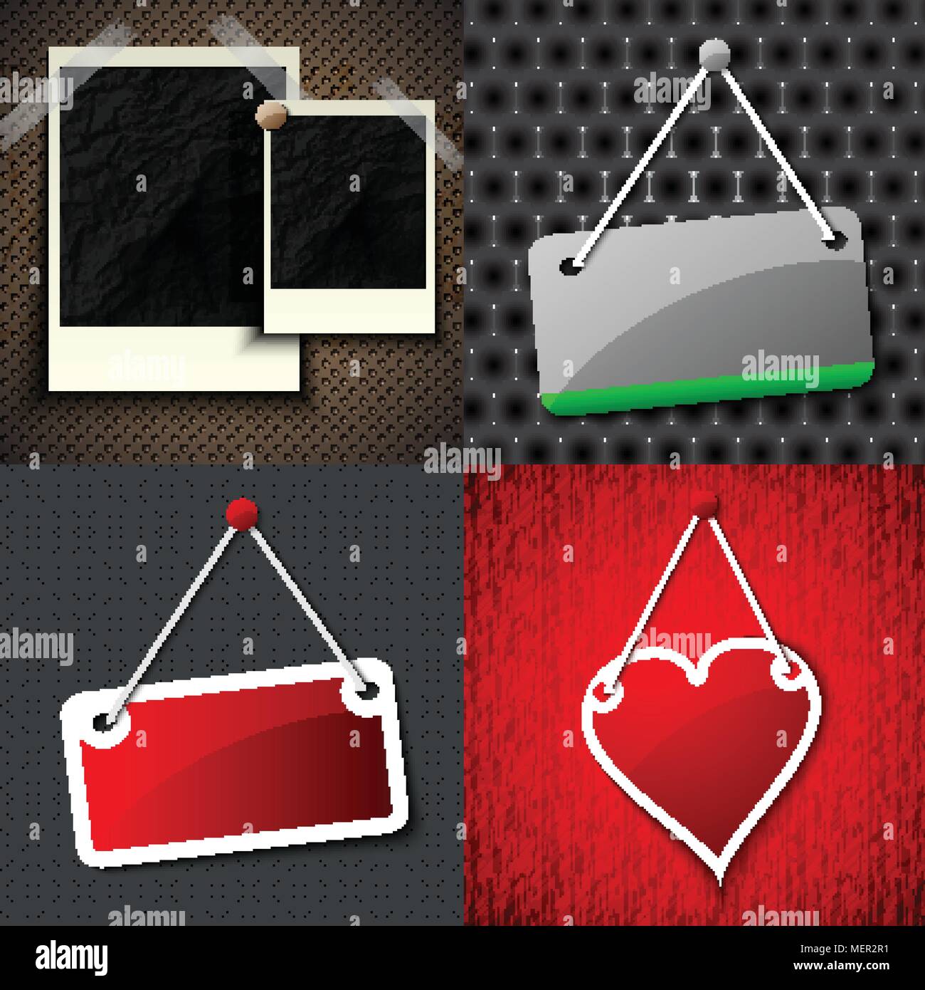 Set of Blank hanging sign for your text on an abstract background ...