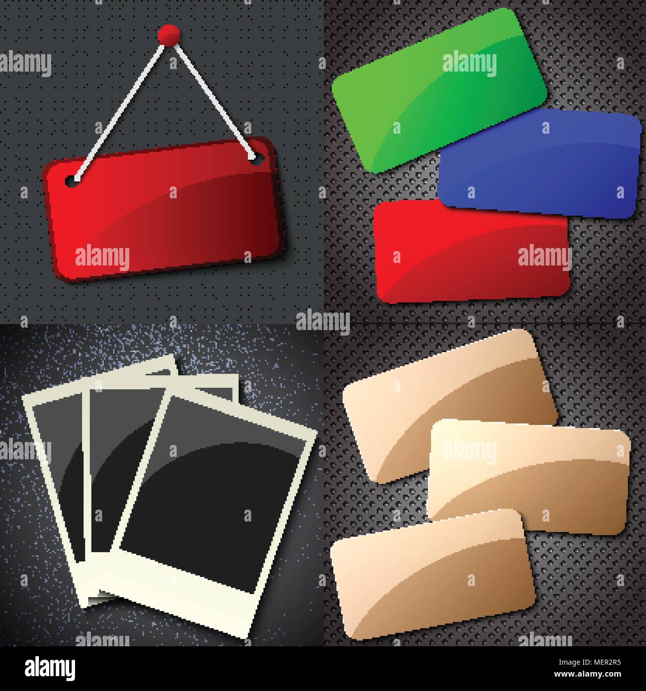 Set of Blank hanging sign for your text on an abstract background ...