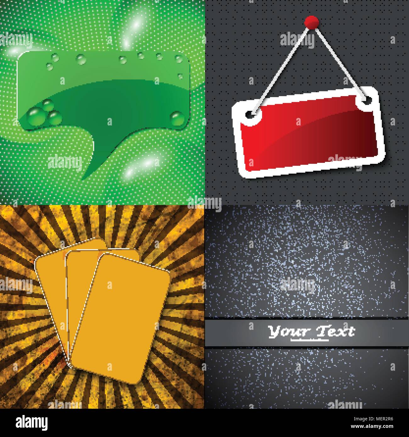 Set of Blank hanging sign for your text on an abstract background ...