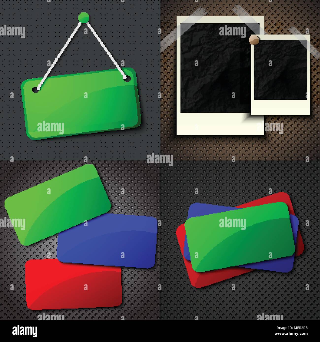 Set of Blank hanging sign for your text on an abstract background ...