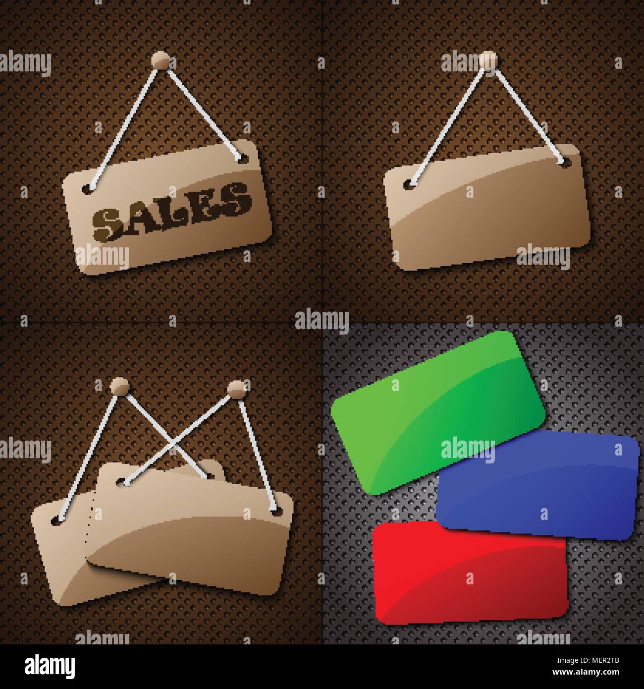 Set of Vintage retro frame hanging on a wall with space for your text ...